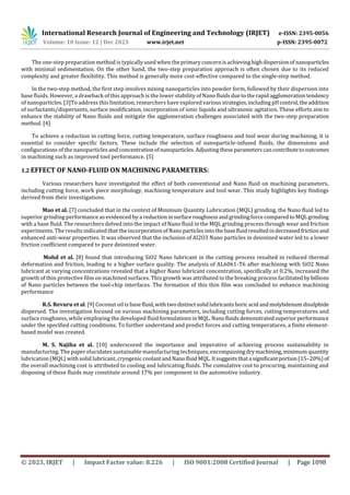 Performance Investigation of minimum quantity lubrication (MQL) Parameters using Nano fluid: A ...