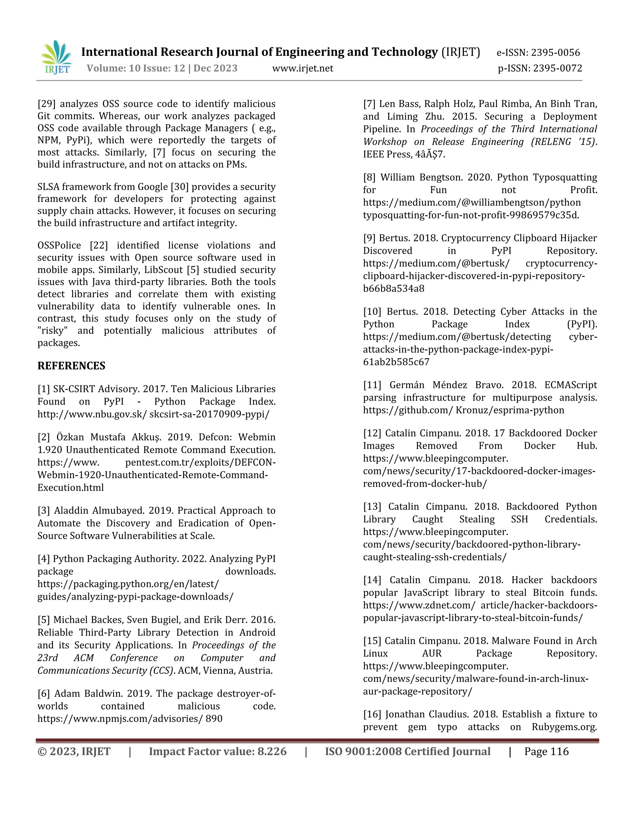 OSSCR: A framework for detecting Software Supply Chain “Risks” in Open- source Software Packages ...