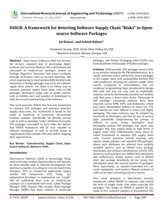 OSSCR: A framework for detecting Software Supply Chain “Risks” in Open- source Software Packages ...