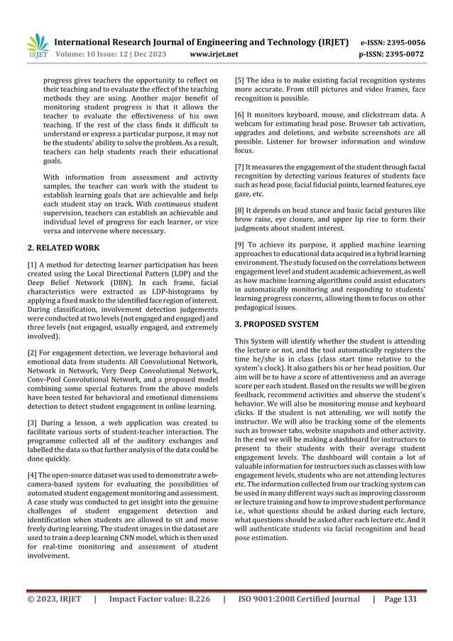 STUDENT ENGAGEMENT MONITORING IN ONLINE LEARNING ENVIRONMENT USING FACE DETECTION | PDF ...