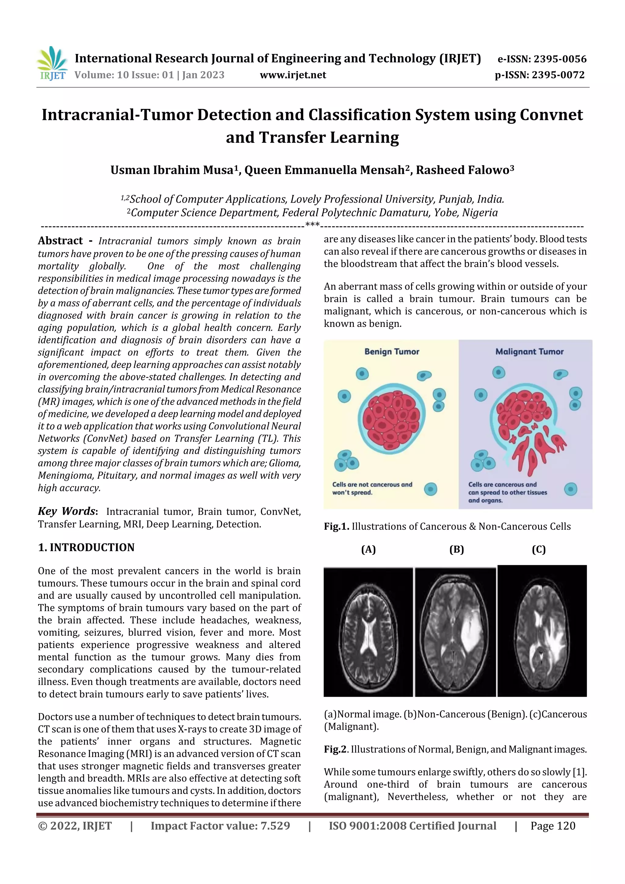 Intracranial-Tumor Detection and Classification System using Convnet and Transfer Learning | PDF ...