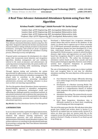 A Real Time Advance Automated Attendance System using Face-Net Algorithm | PDF