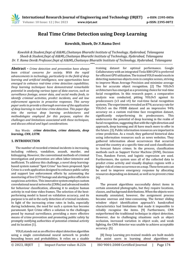 Real Time Crime Detection using Deep Learning | PDF
