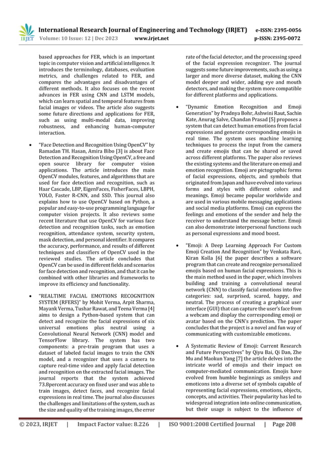 Synopsis of Facial Emotion Recognition to Emoji Conversion | PDF