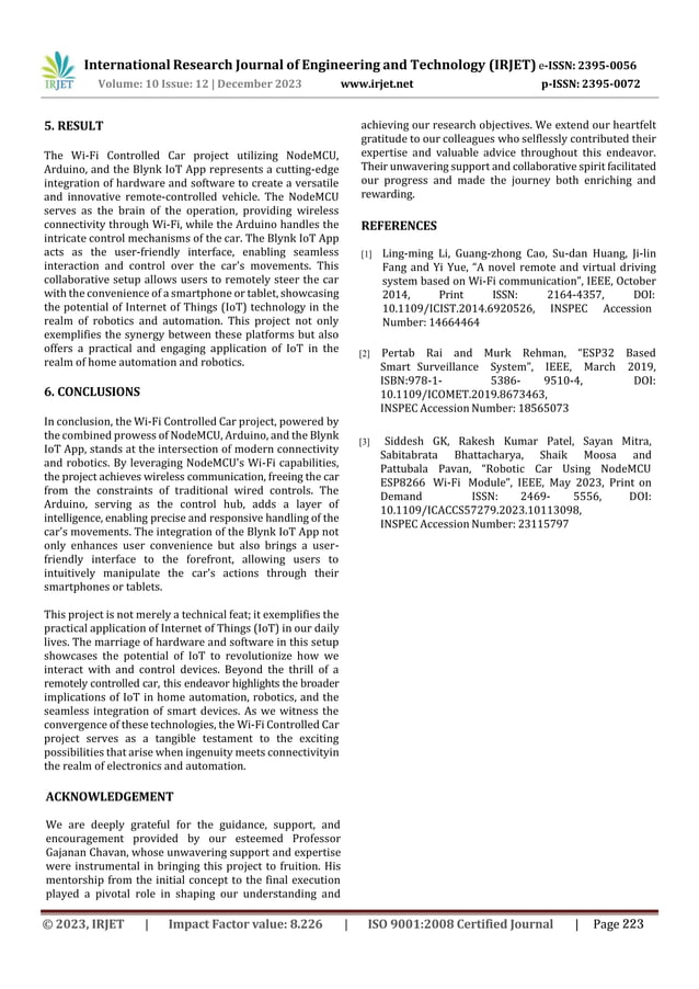 Design And Implementation Of A Wi Fi Controlled Car Using Nodemcu Arduino Uno And Blynk Iot Pdf