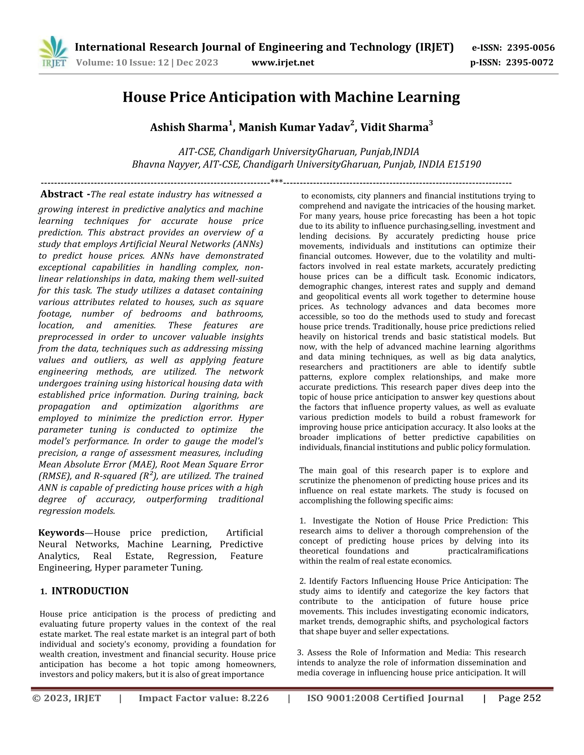 House Price Anticipation with Machine Learning | PDF | Housing Market | Economy