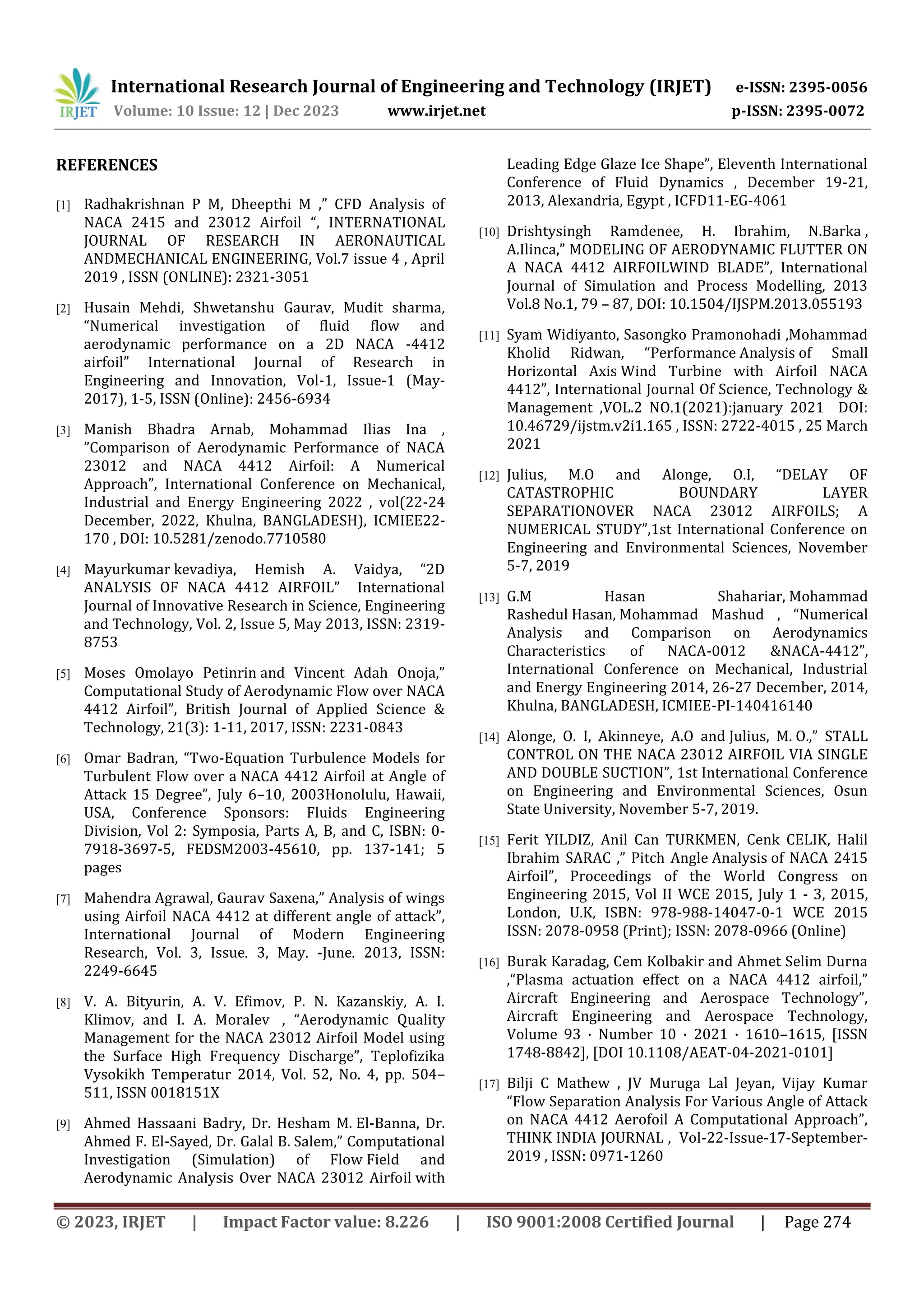 Computational Analysis of the Aerodynamic Performance of NACA 4412 and ...