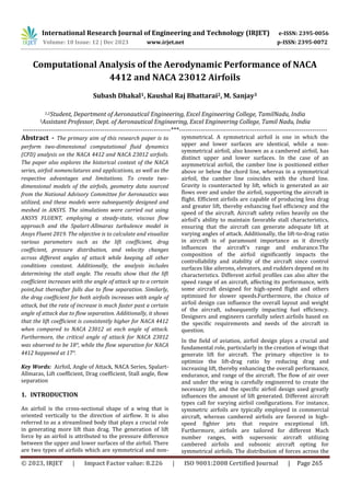 Computational Analysis of the Aerodynamic Performance of NACA 4412 and NACA 23012 Airfoils | PDF