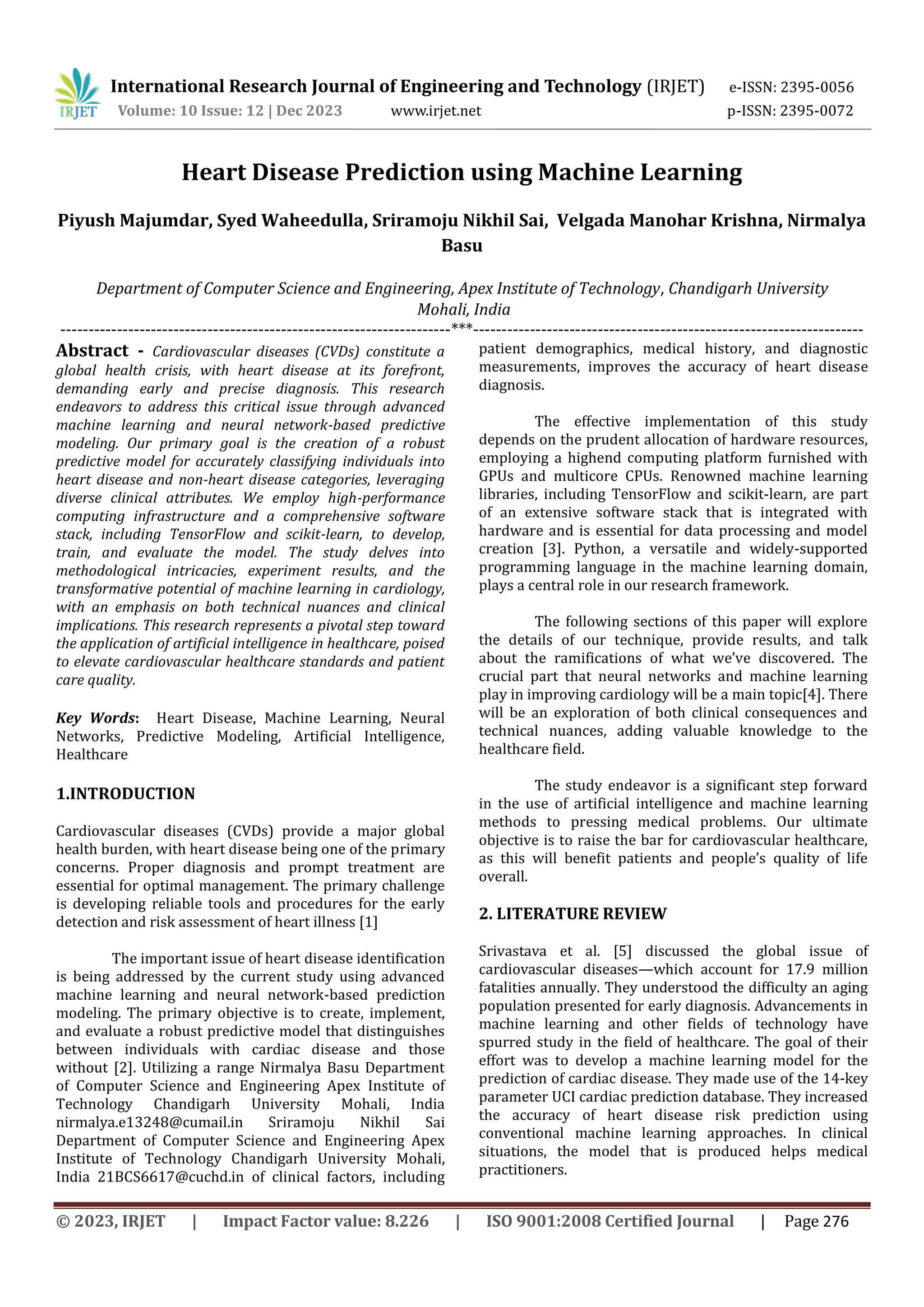 Heart Disease Prediction using Machine Learning | PDF