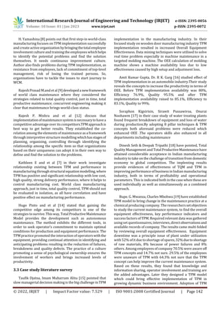 Challenges in implementing Total Productive Maintenance in Indian Manufacturing Industries – A ...