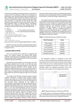FPGA Based Design of 32 Tap Band Pass FIR Filter Using Multiplier- Less Techniques | PDF