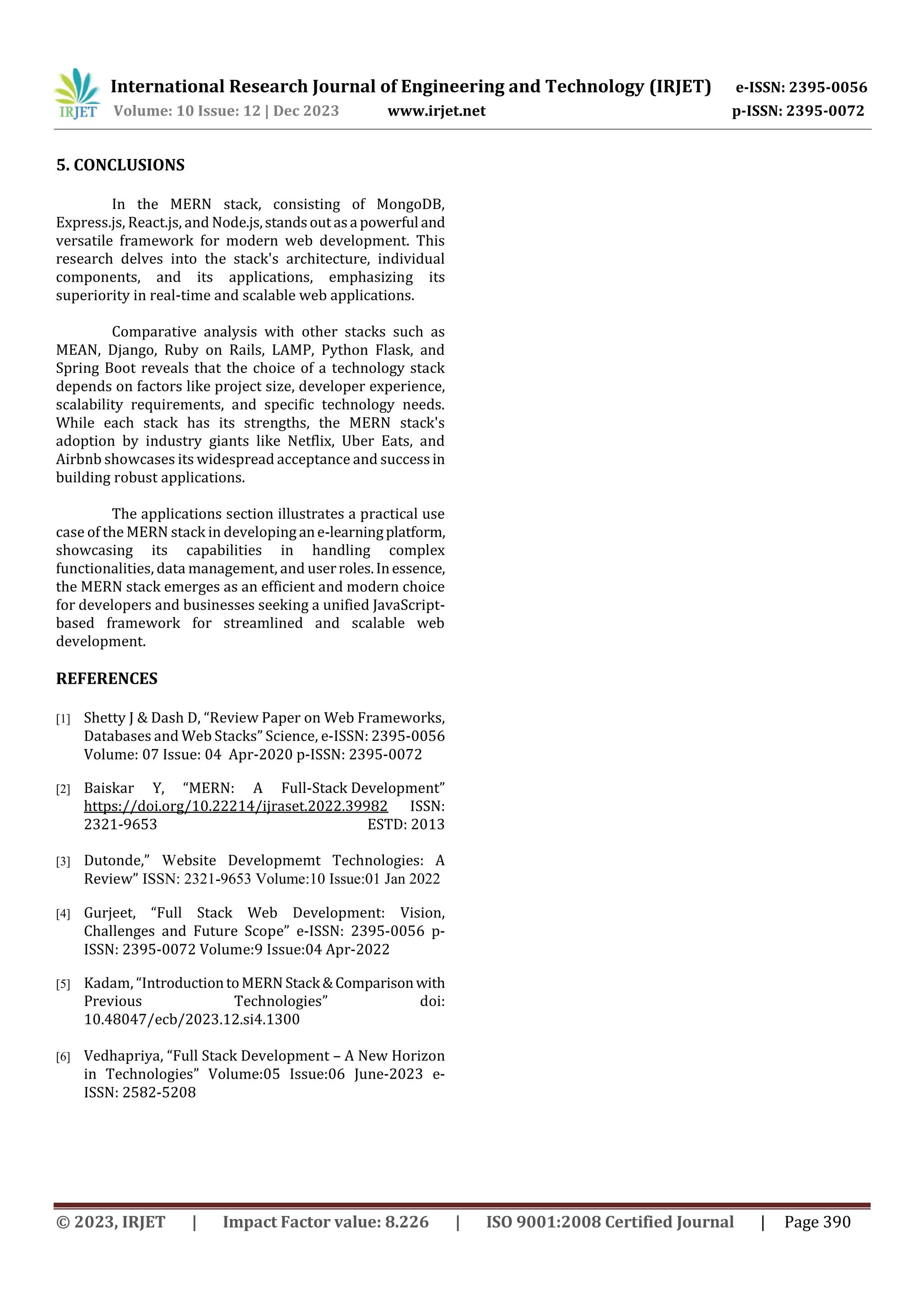 Exploring MERN Stack and Tech Stacks: A Comparative Analysis | PDF