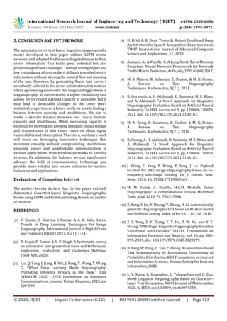 Automated Cover Text-based Linguistic Steganographic Model Using LSTM and Huffman Coding | PDF