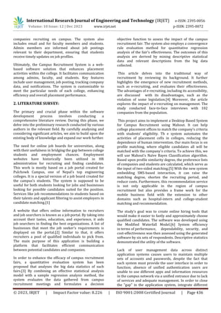 Campus Placement Hub using K-Means Clustering Algorithm | PDF