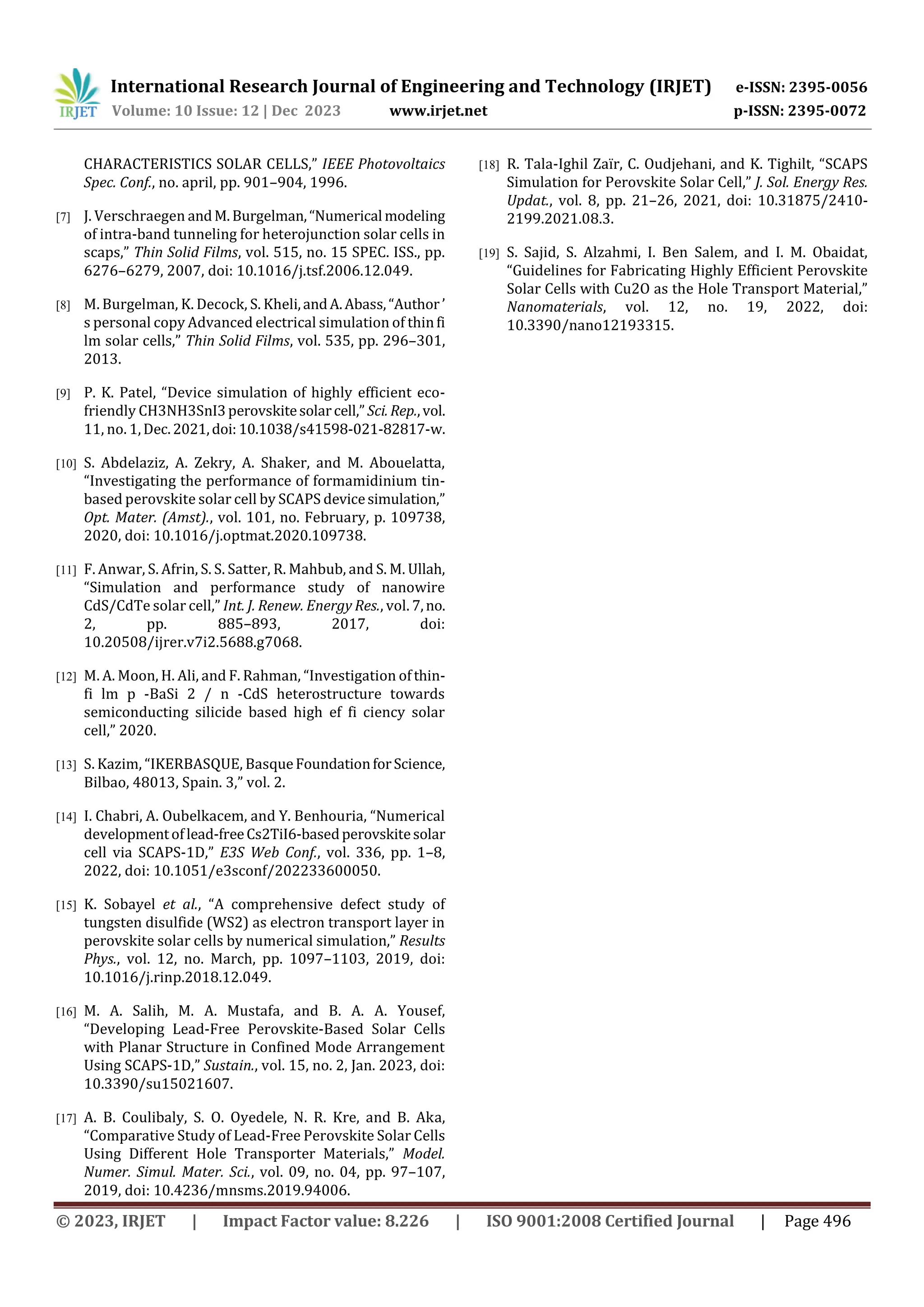Analyzing ecofriendly perovskite solar cells | PDF