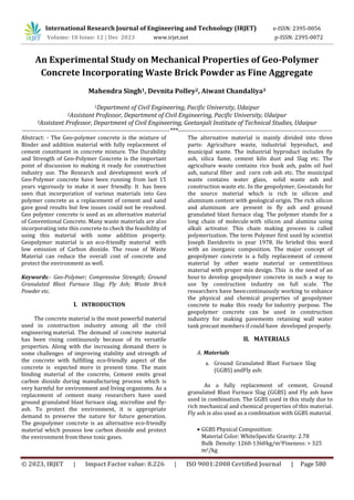 An Experimental Study on Mechanical Properties of Geo-Polymer Concrete ...