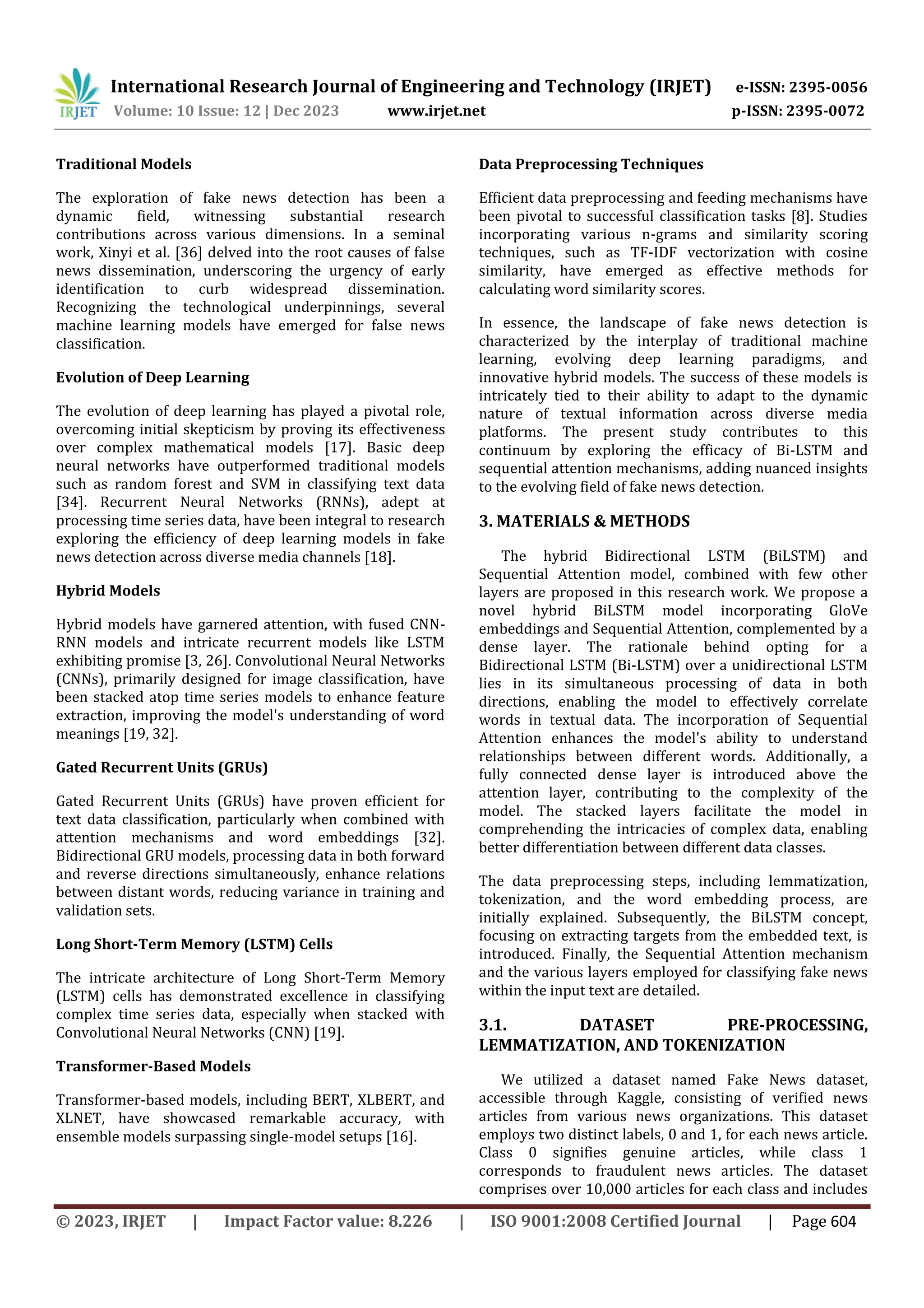 A Novel Approach To Fake News Detection Using Bi Directional Lstm