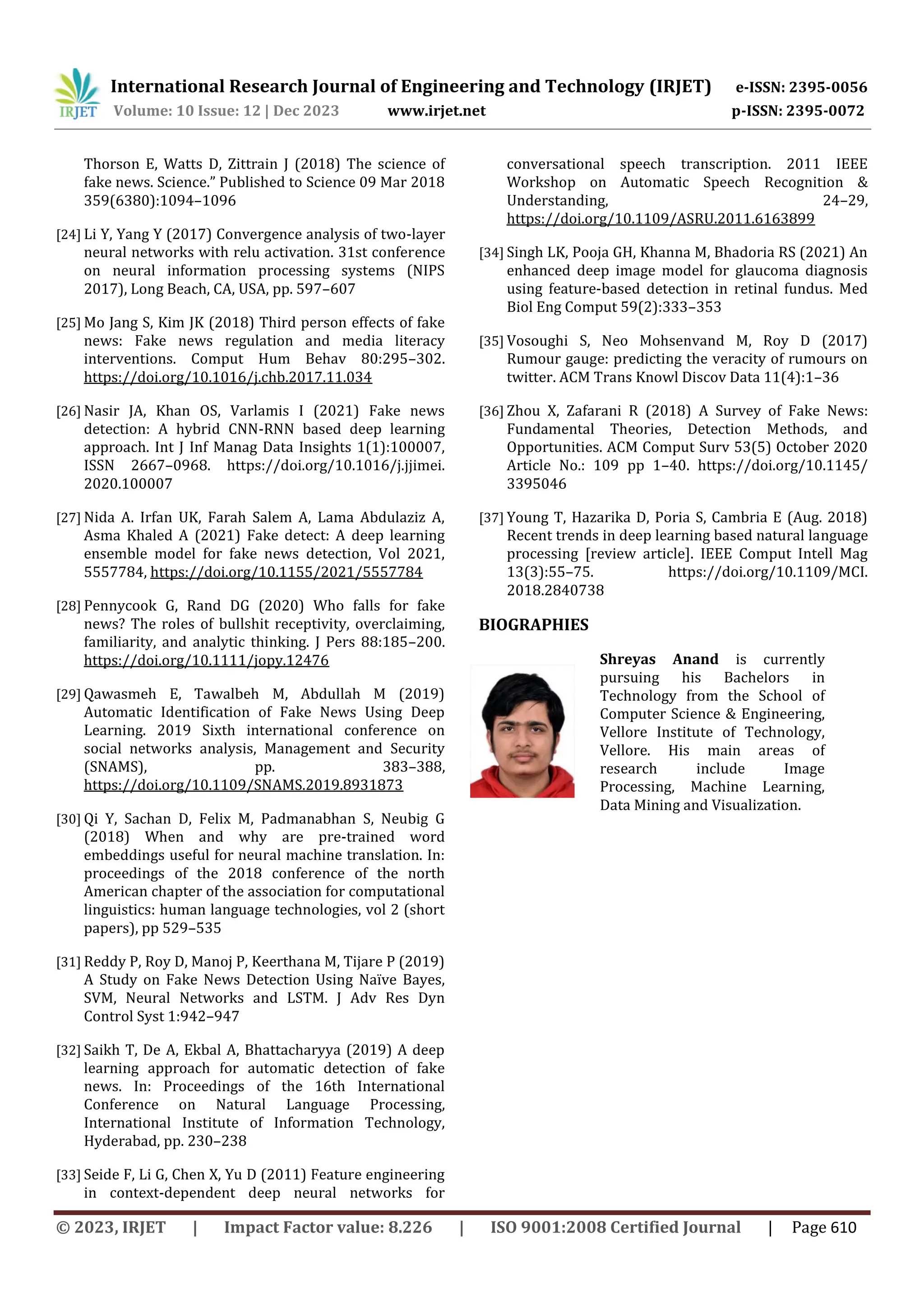 A Novel approach to Fake News Detection using Bi-directional LSTM Neural Network Model | PDF