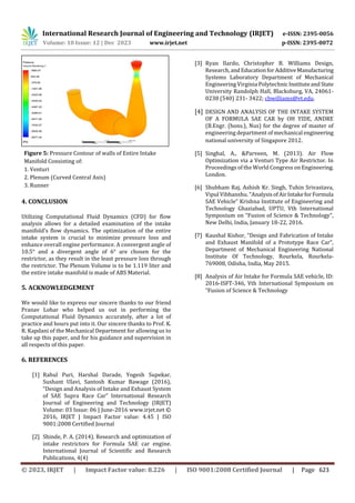 Design and Analysis of Air Intake Manifold for Formula Student Cars | PDF