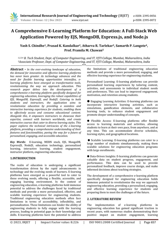 A Comprehensive E-Learning Platform for Education: A Full-Stack Web ...