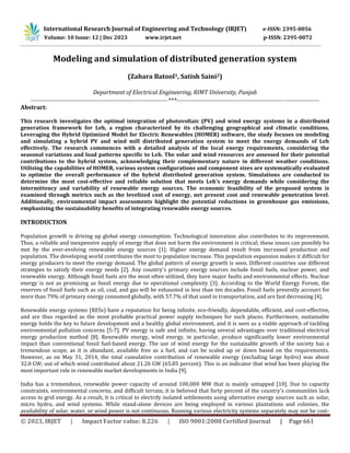 Modeling and simulation of distributed generation system | PDF