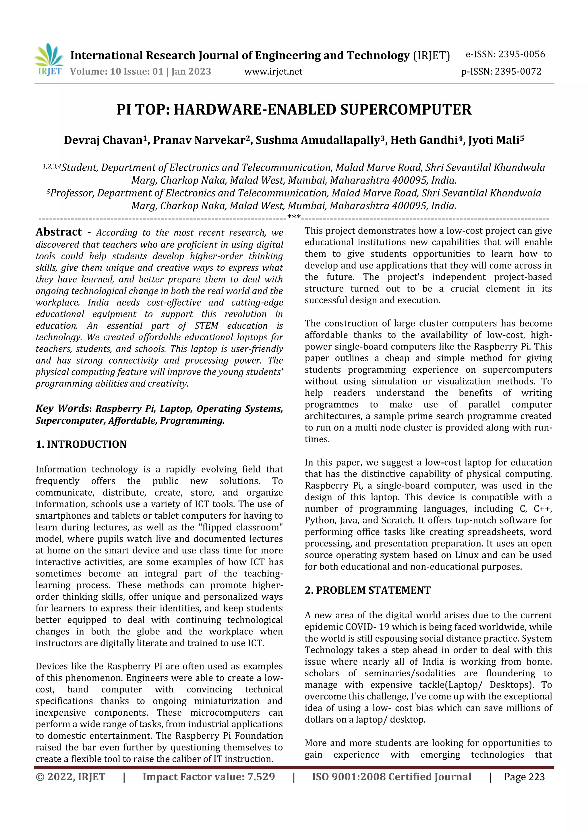 PI TOP: HARDWARE-ENABLED SUPERCOMPUTER | PDF | Laptops | Computing