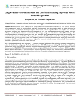 Lung Nodule Feature Extraction and Classification using Improved Neural NetworkAlgorithm | PDF