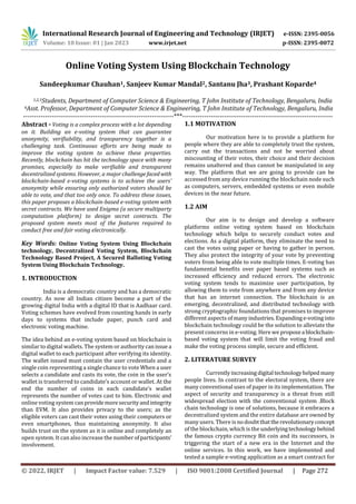 Online Voting System Using Blockchain Technology | PDF