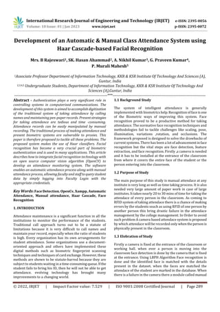 Development of an Automatic & Manual Class Attendance System using Haar Cascade-based Facial ...
