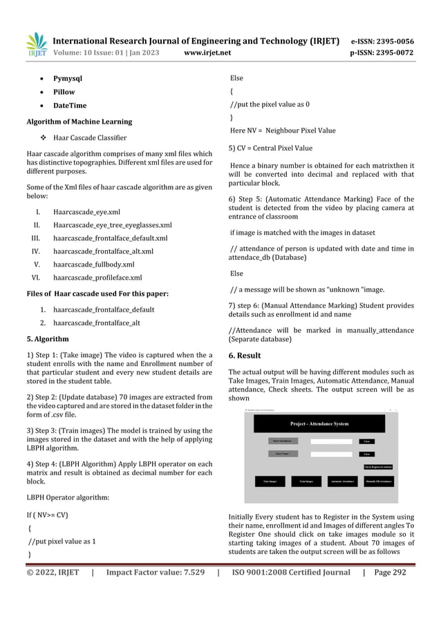 Development Of An Automatic And Manual Class Attendance System Using Haar