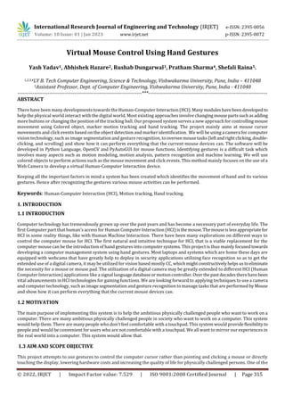 Virtual Mouse Control Using Hand Gestures | PDF