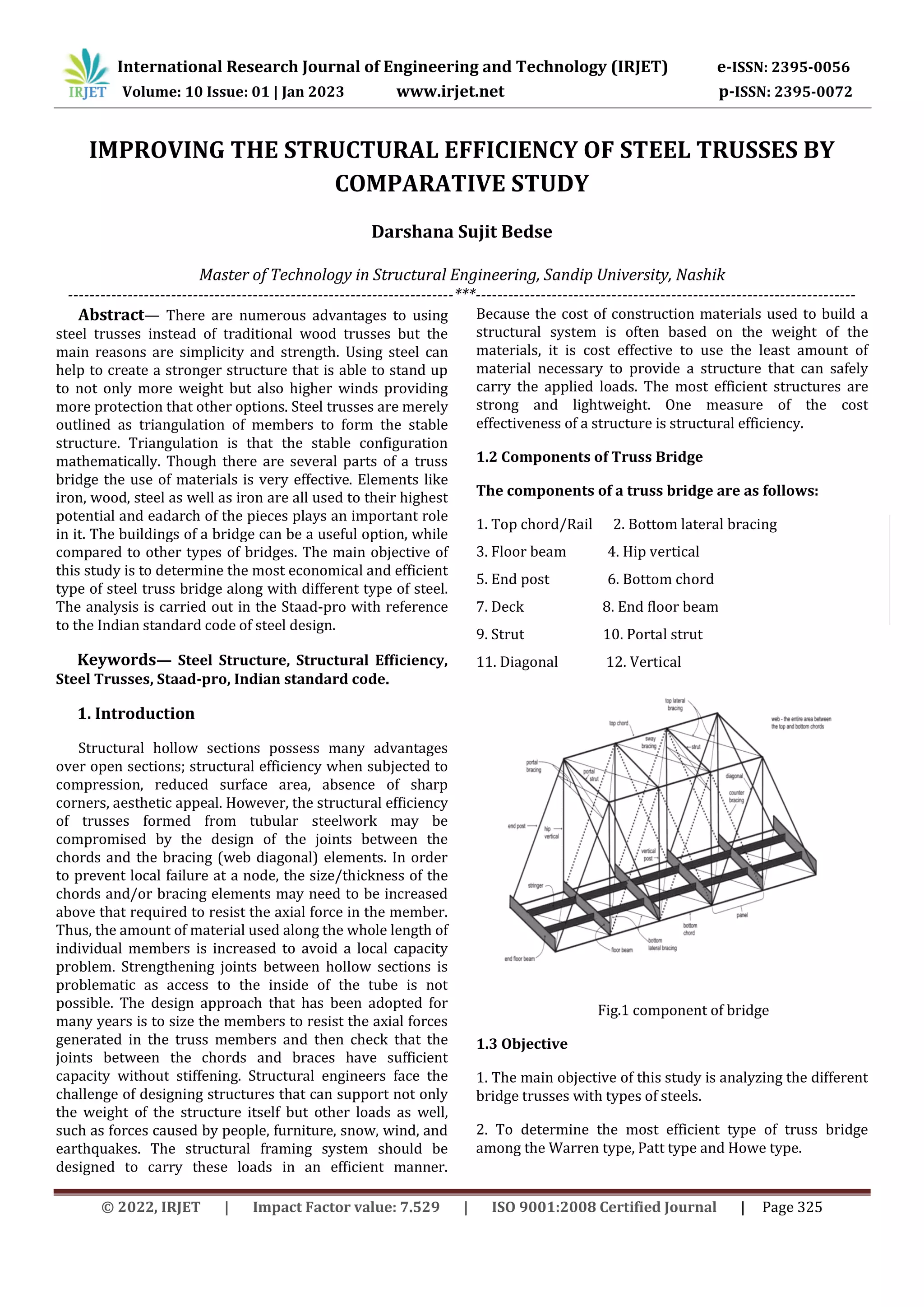 IMPROVING THE STRUCTURAL EFFICIENCY OF STEEL TRUSSES BY COMPARATIVE STUDY | PDF