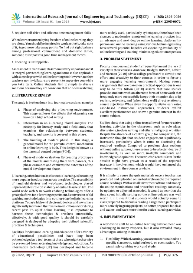 Secured E-Learning And Assessment Web-Based Application With Parental Control | PDF