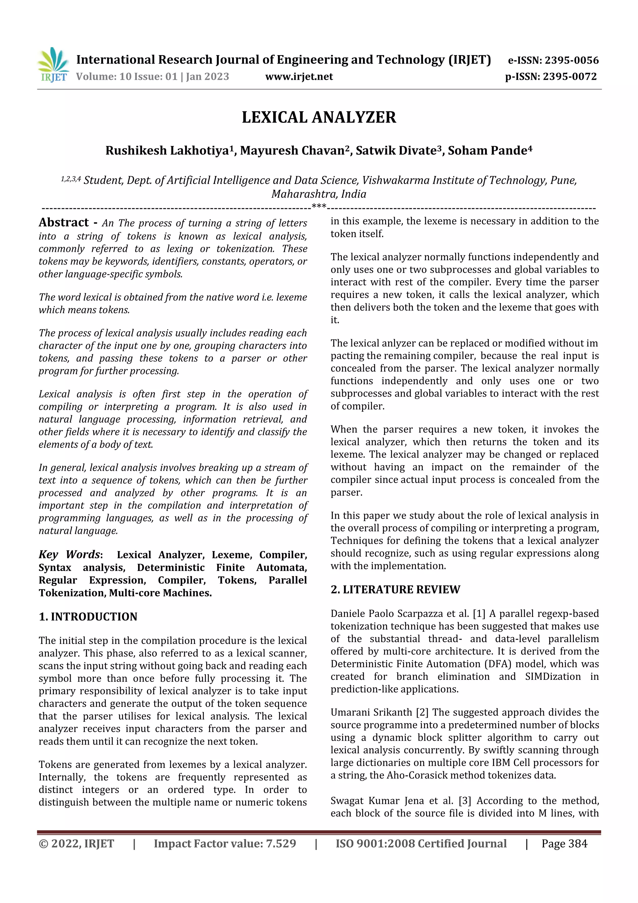 LEXICAL ANALYZER | PDF