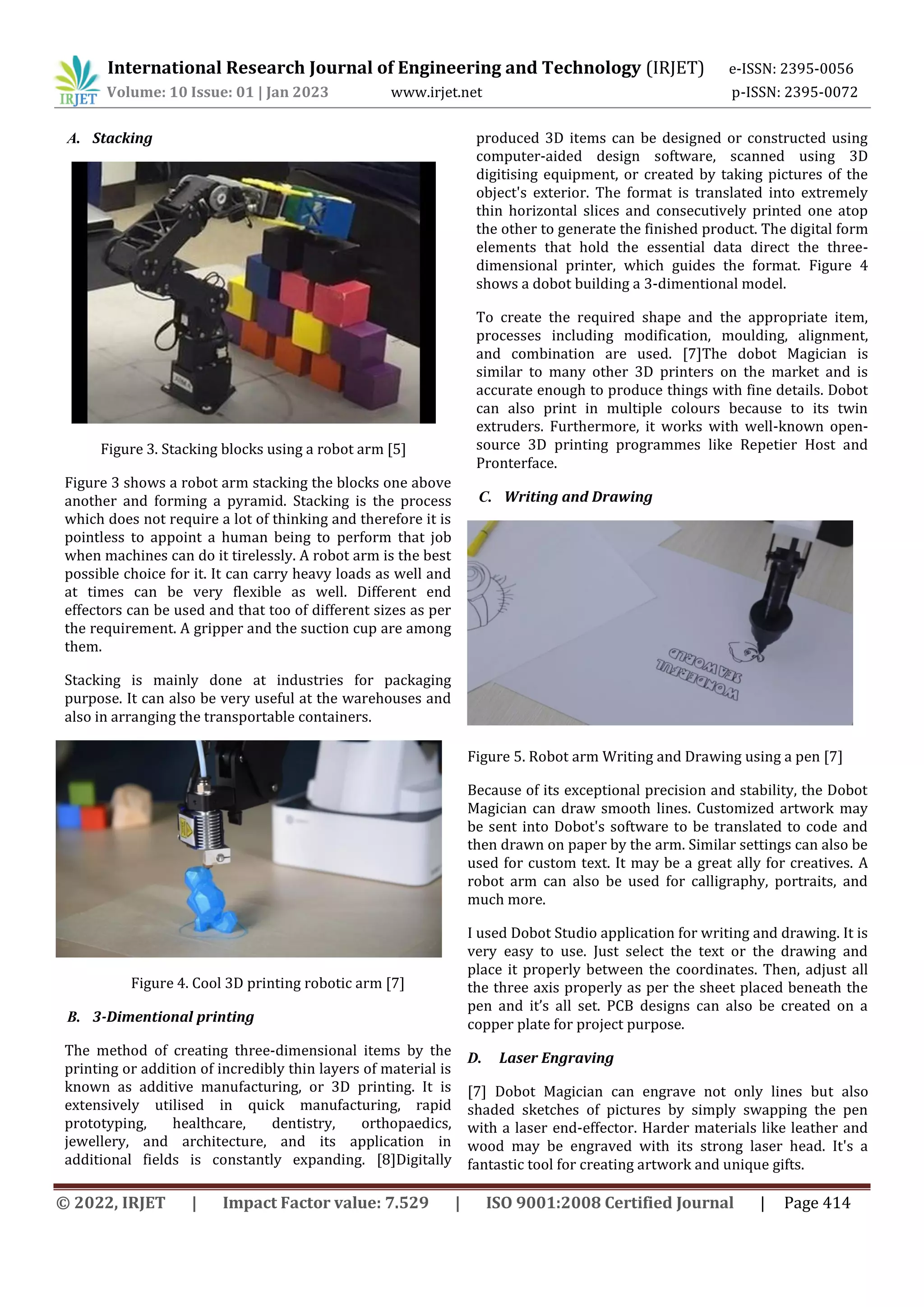 Applications of a Robotic Arm (A Dobot) | PDF