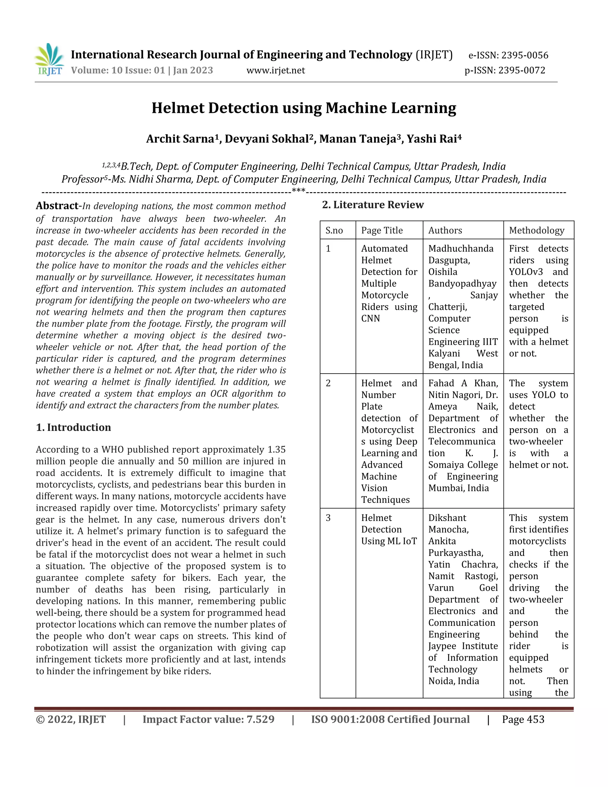 Helmet Detection Using Machine Learning Pdf