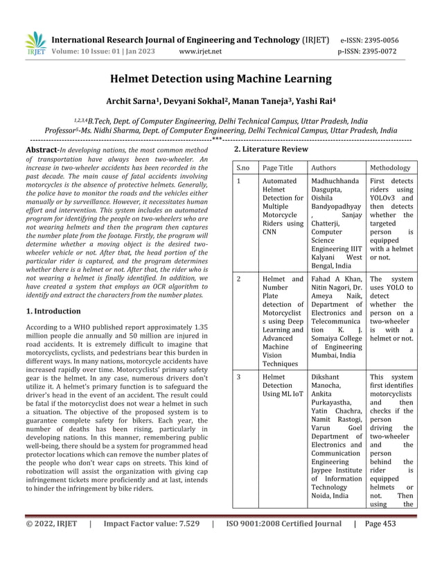Helmet Detection Using Machine Learning Pdf