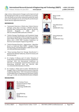 CAR DAMAGE DETECTION AND PRICE PREDICTION USING DEEP LEARNING | PDF