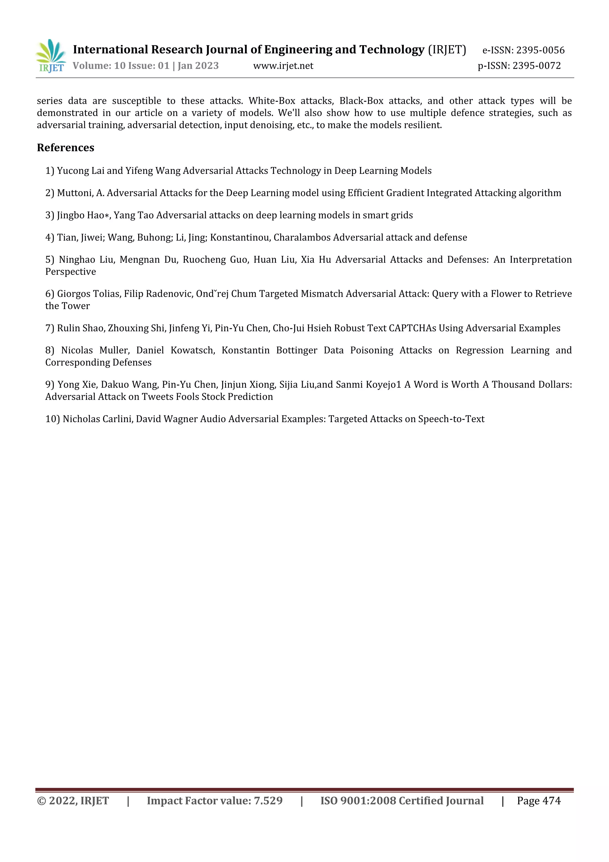 Survey of Adversarial Attacks in Deep Learning Models | PDF | Information and Network Security ...