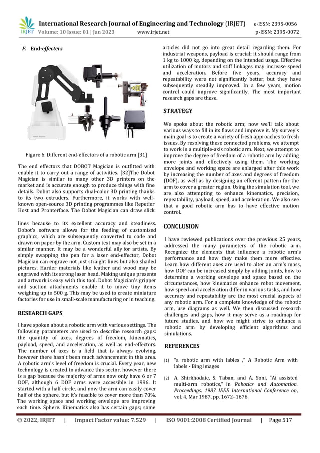 Assessment of Robotic Arm and it’s Parameters | PDF | Robotics | Technology & Computing