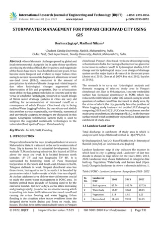 STORMWATER MANAGEMENT FOR PIMPARI CHICHWAD CITY USING GIS | PDF