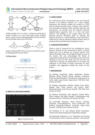 DFA Minimization using Hopcroft’s Theorem | PDF