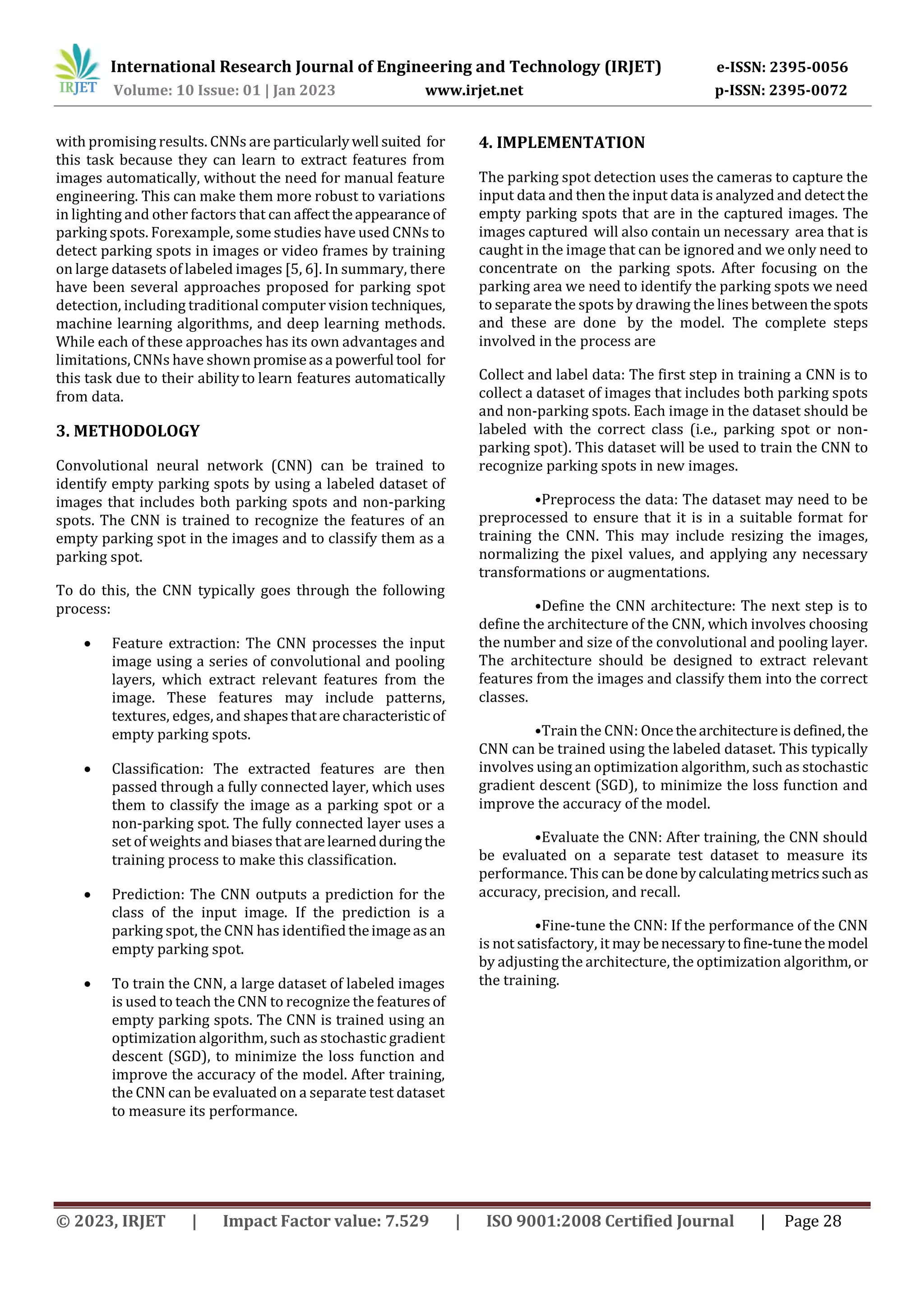 Identifying Parking Spots from Surveillance Cameras using CNN | PDF