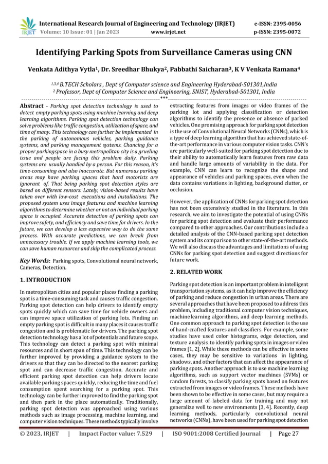 Identifying Parking Spots From Surveillance Cameras Using Cnn Pdf 