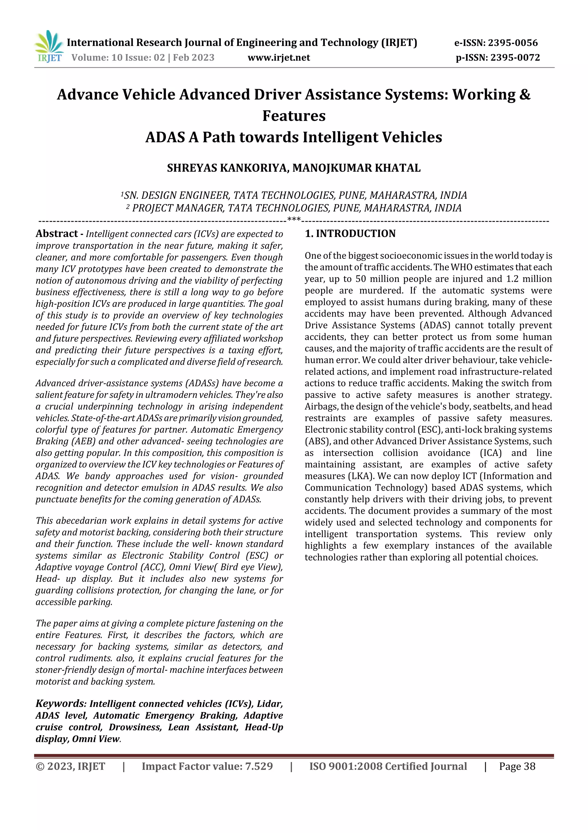 Advance Vehicle Advanced Driver Assistance Systems: Working & Features ...