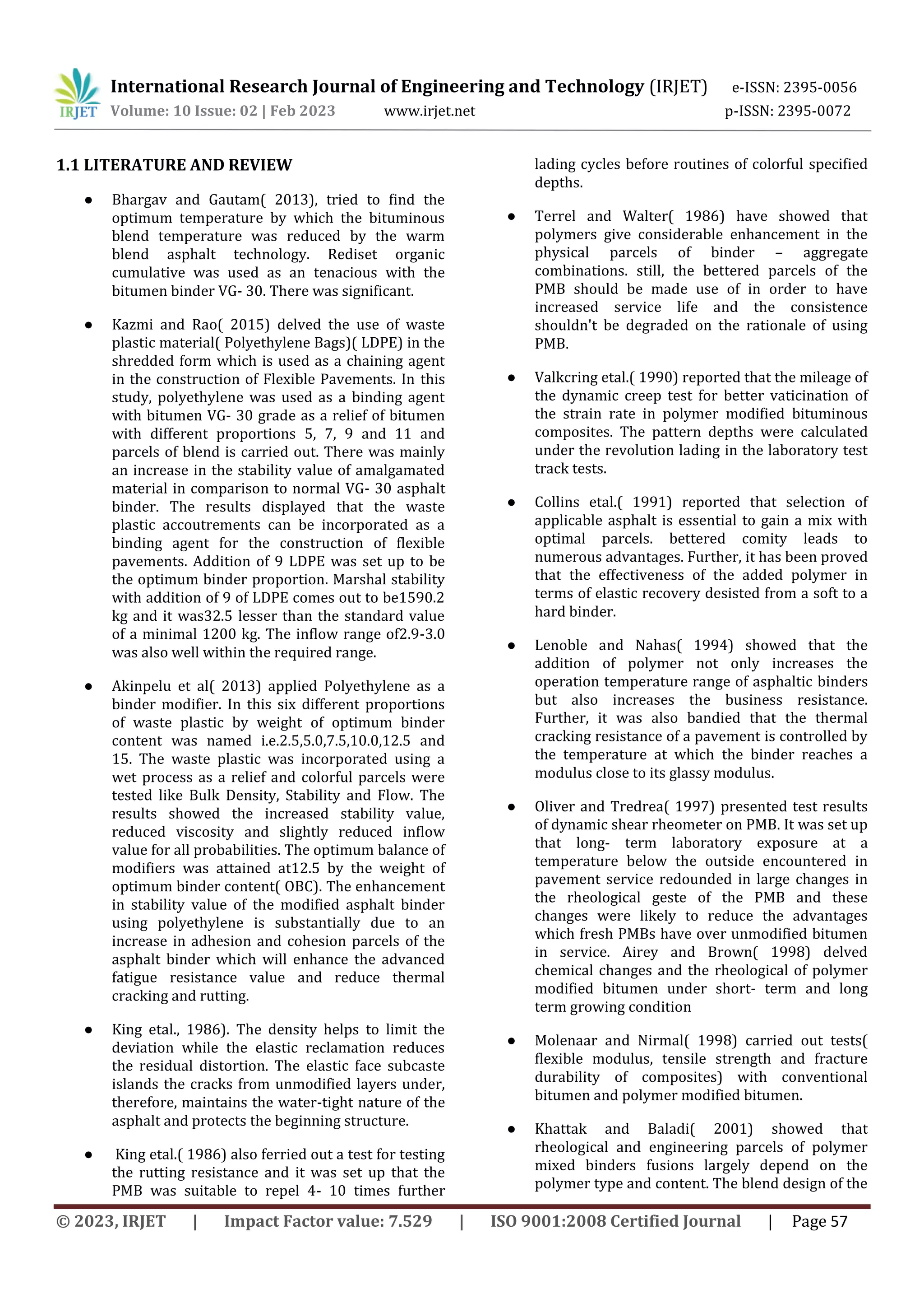 "Study Of Bituminous Concrete Using Polymers And Varoius Types Of ...