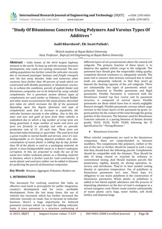 "Study Of Bituminous Concrete Using Polymers And Varoius Types Of ...