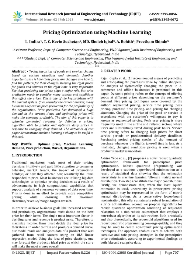 Pricing Optimization using Machine Learning | PDF Pricing Optimization using Machine Learning | PDF