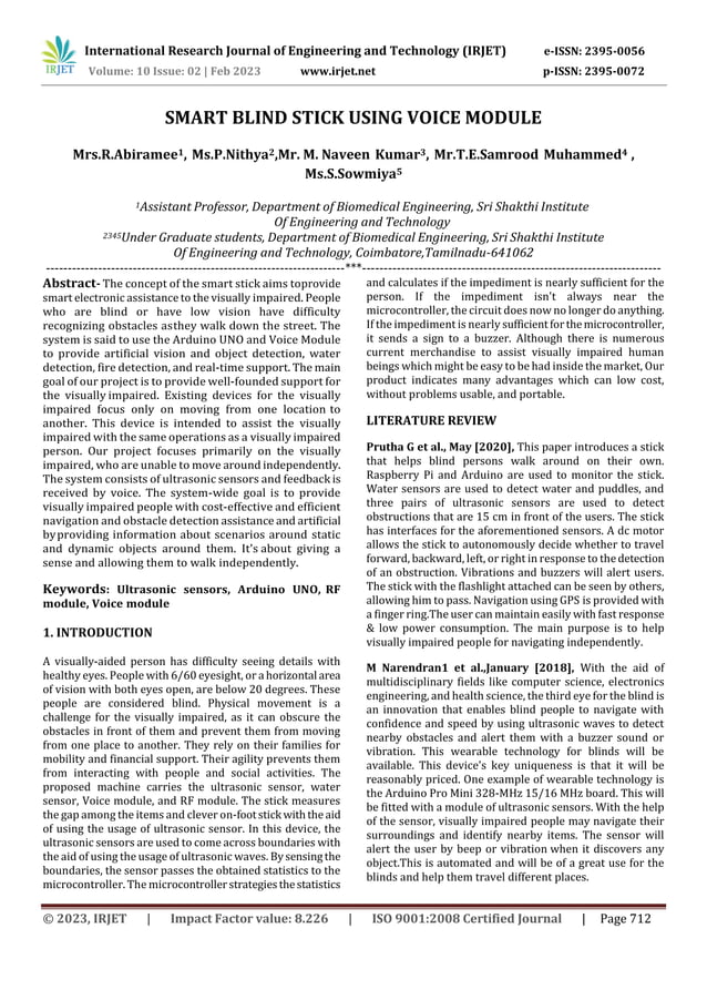 SMART BLIND STICK USING VOICE MODULE | PDF