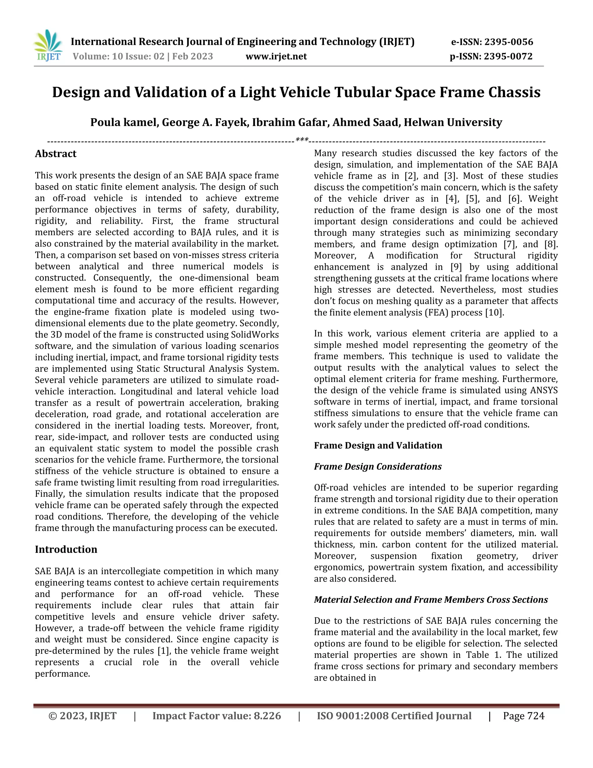 Design and Validation of a Light Vehicle Tubular Space Frame Chassis | PDF | Physics | Science